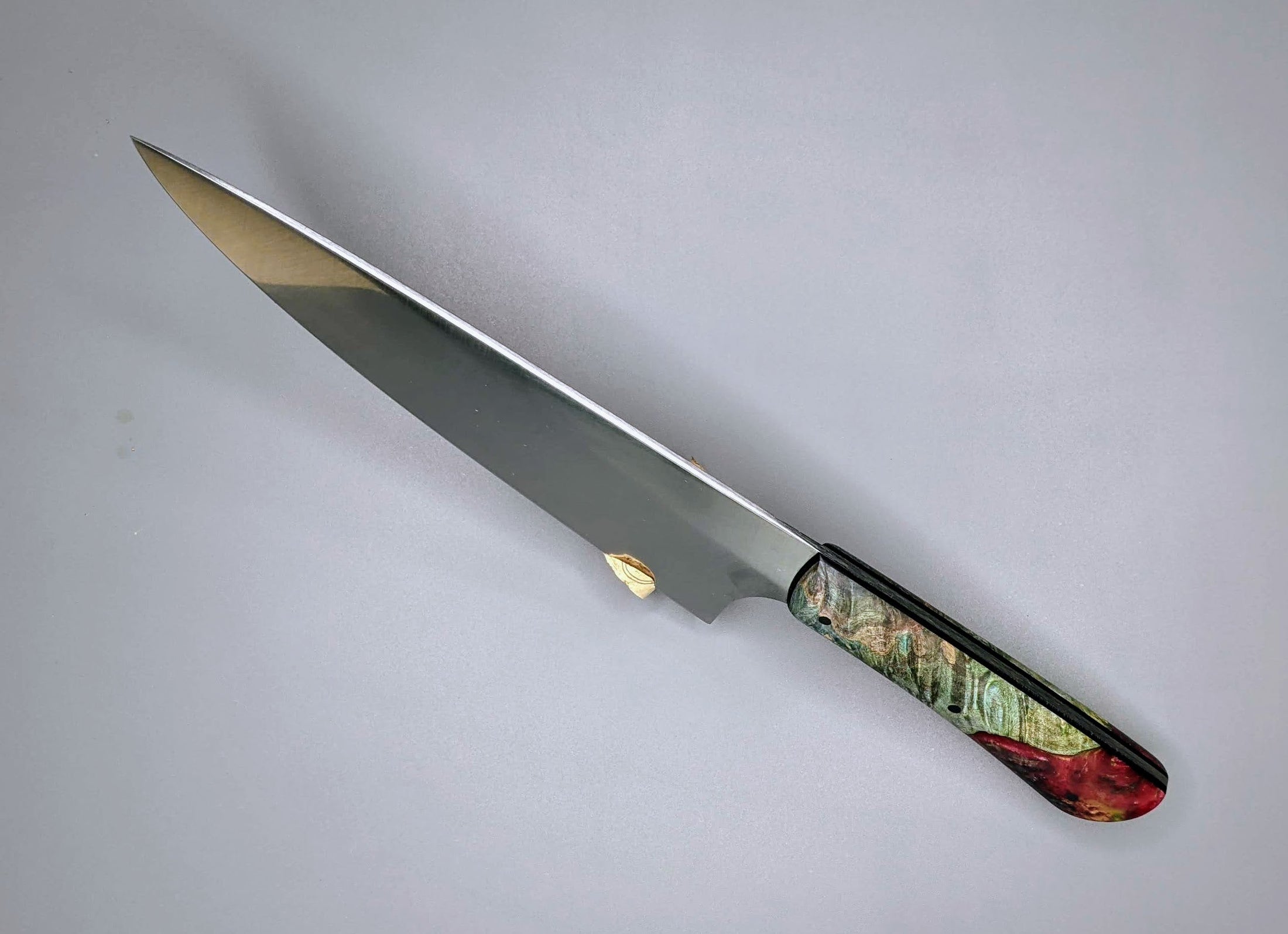 Chef knife with green and red hybrid handle – James Sortor Design