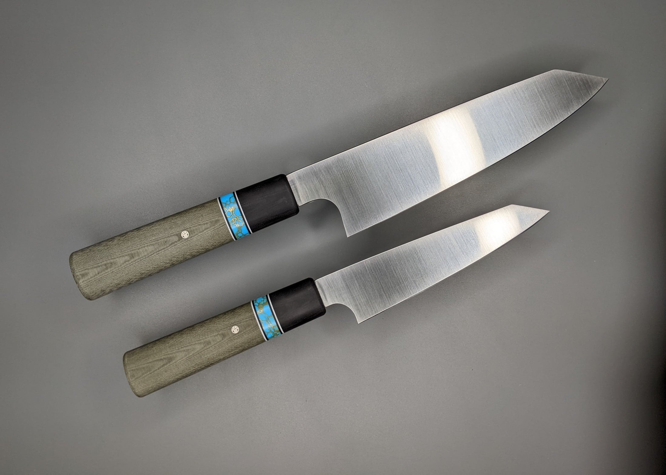 Gyuto and Petty with green handles – James Sortor Design