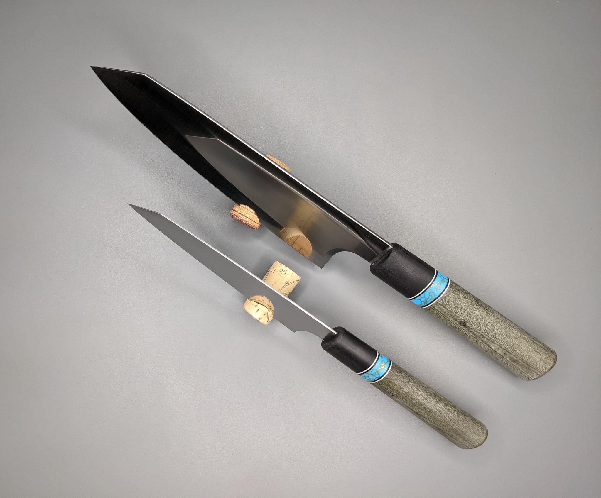 Gyuto and Petty with green handles – James Sortor Design